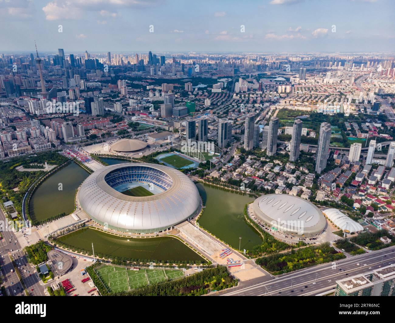 Aerial view of the Olympic Stadium in Seoul, South Korea, as seen from ...