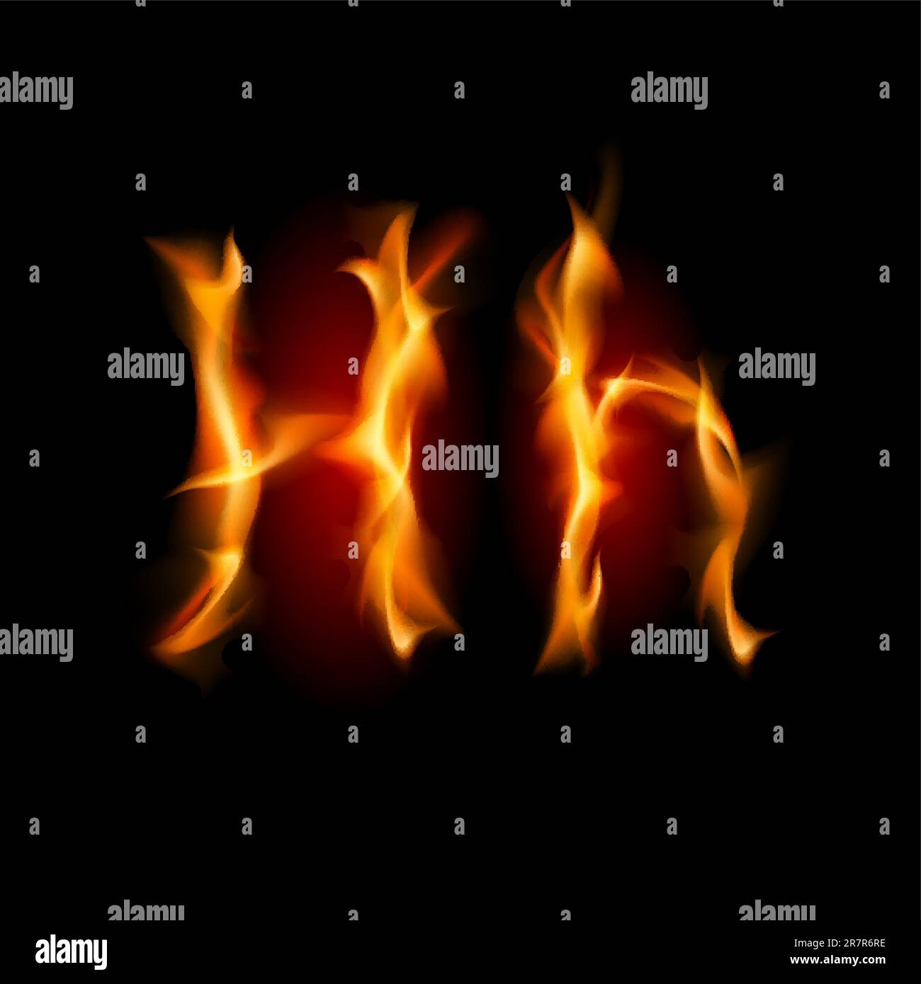 Fiery font. Letter H. Illustration on black background Stock Vector ...