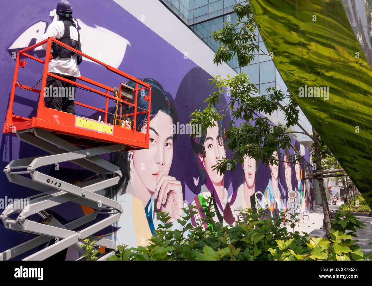 BTS' 10th Anniversary Festa, June 15, 2023 : A mural of K-pop band BTS ...
