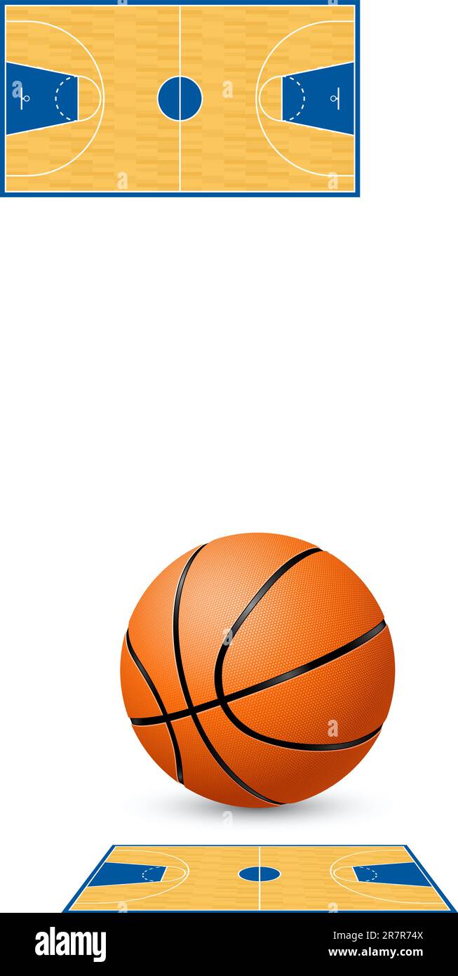 Basketball and basketball court floor plan. Illustration on white ...