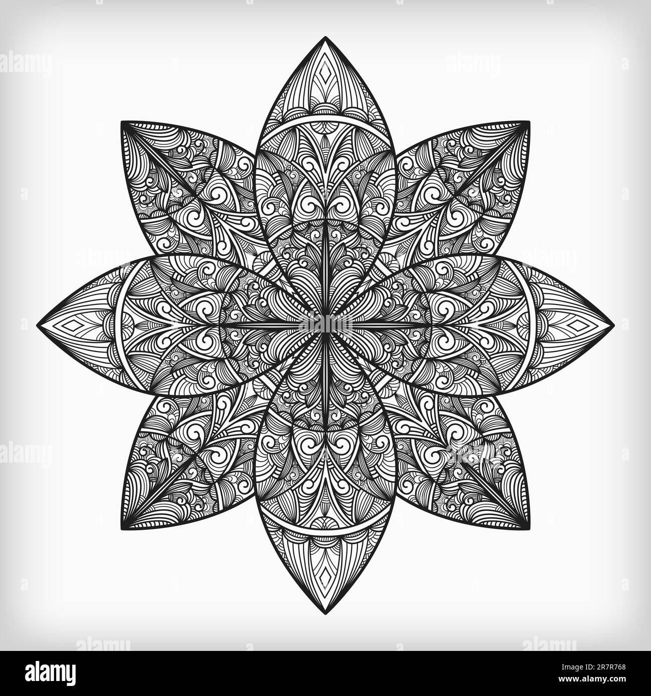 vector abstract highly detailed monochrome flower Stock Vector Image ...