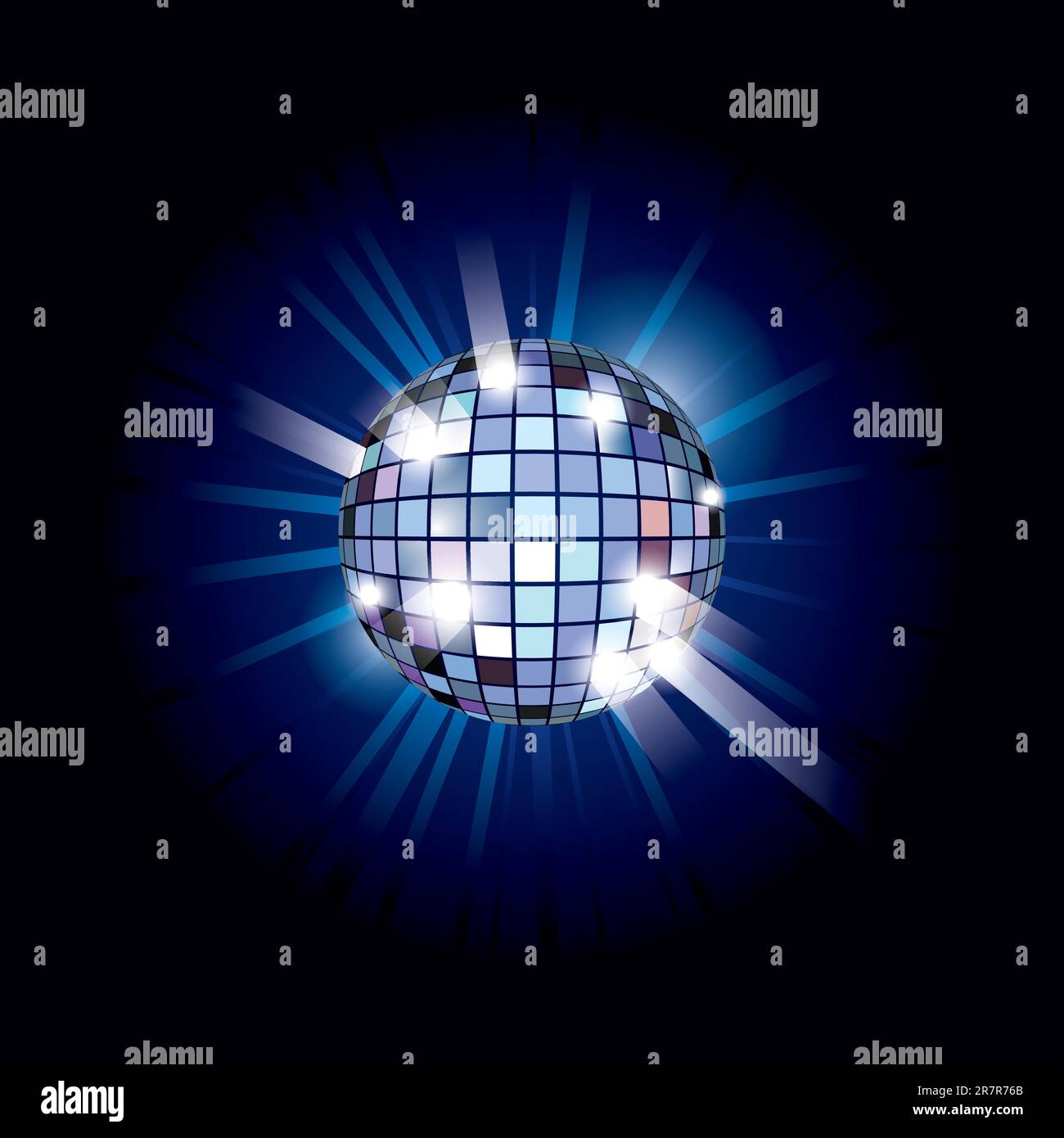 Blue disco ball. Vector illustration on black background Stock Vector ...