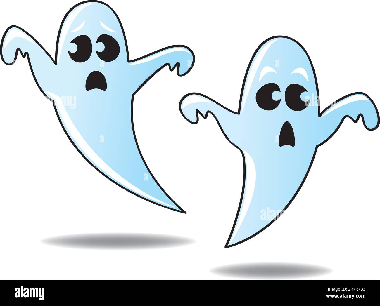 Two funny and cute cartoon ghosts floating in the air Stock Vector ...