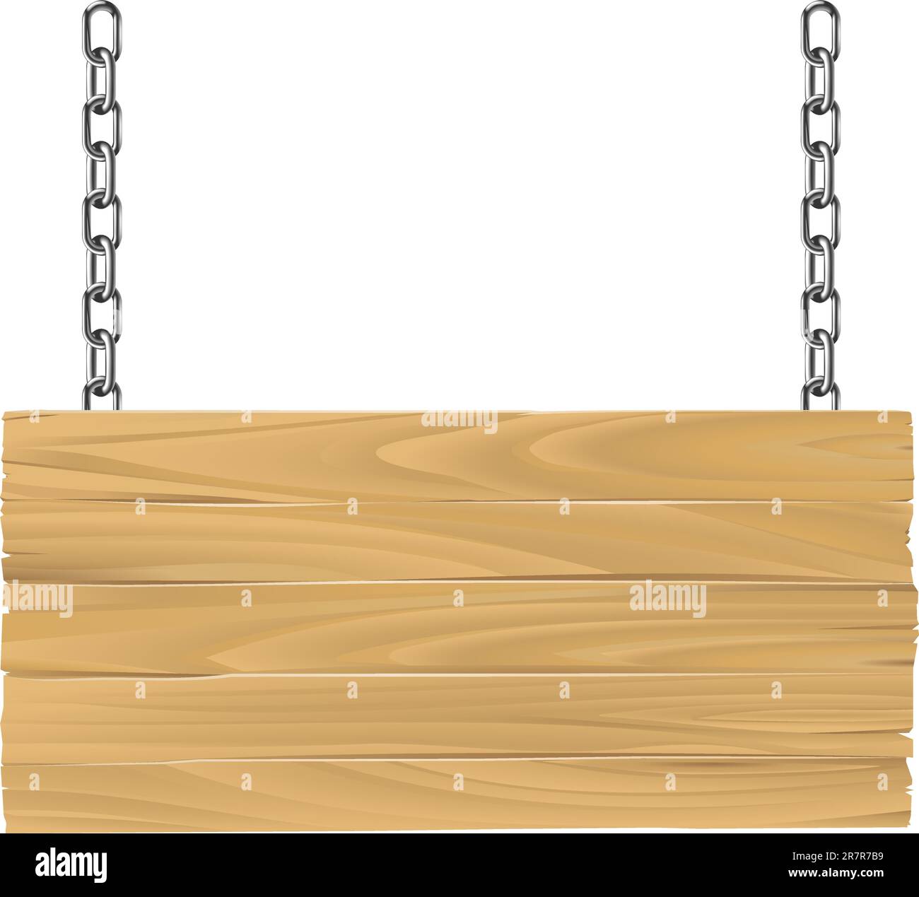 Illustration of an old wooden sign suspended on chains Stock Vector ...