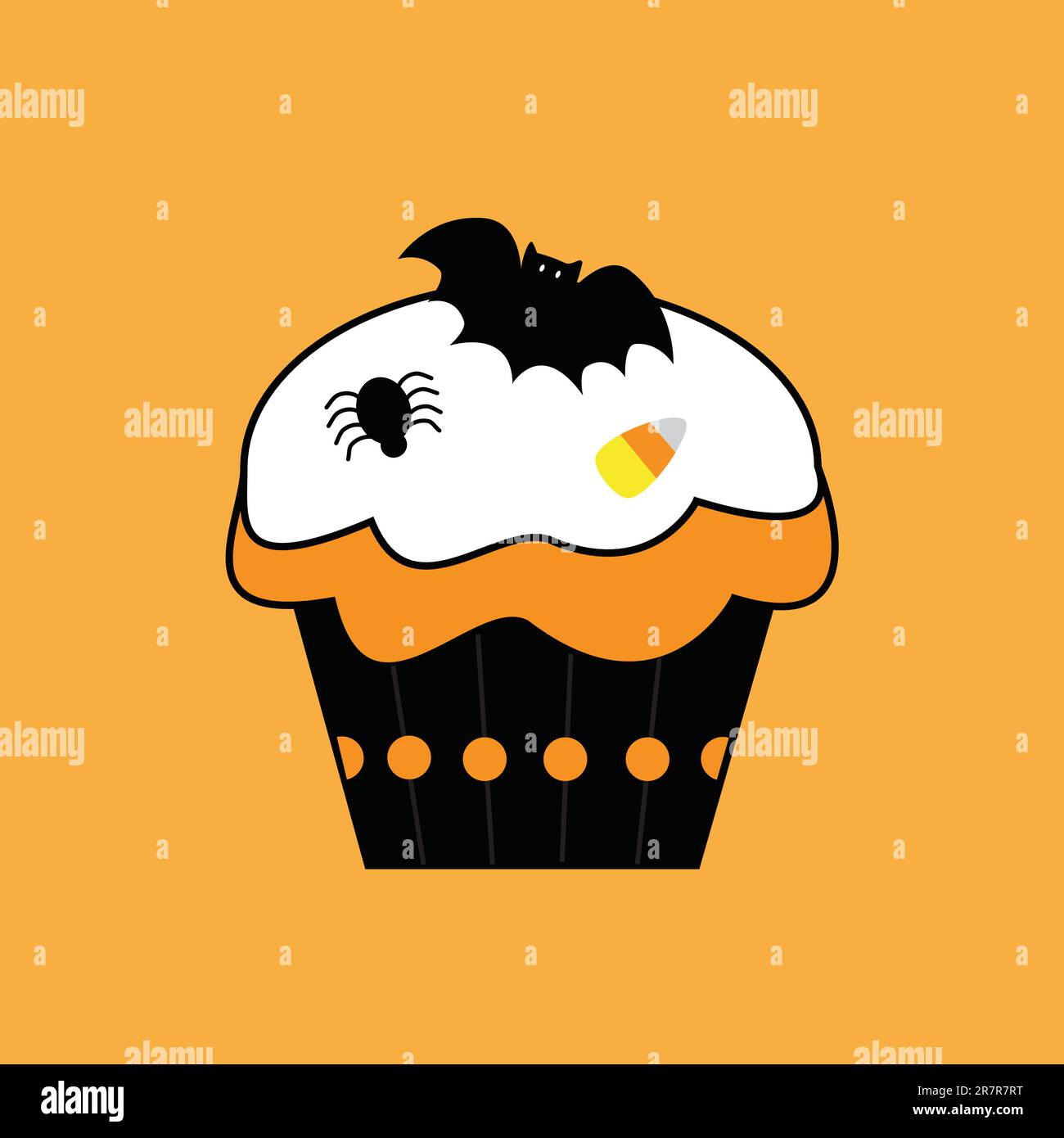 Halloween cupcake orange vector Stock Vector Images - Alamy
