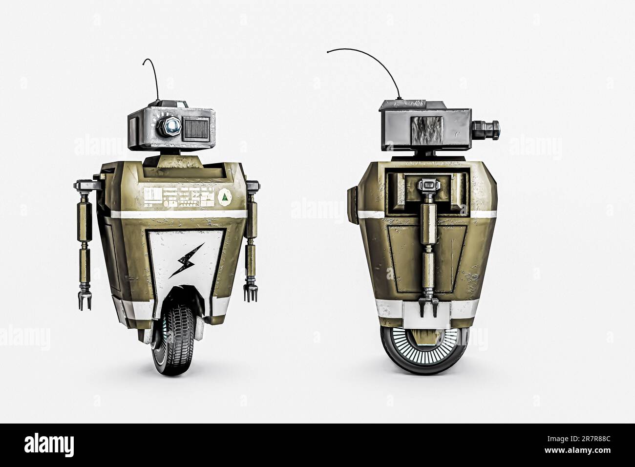 monowheel robot isolated on white background 3d illustration Stock ...