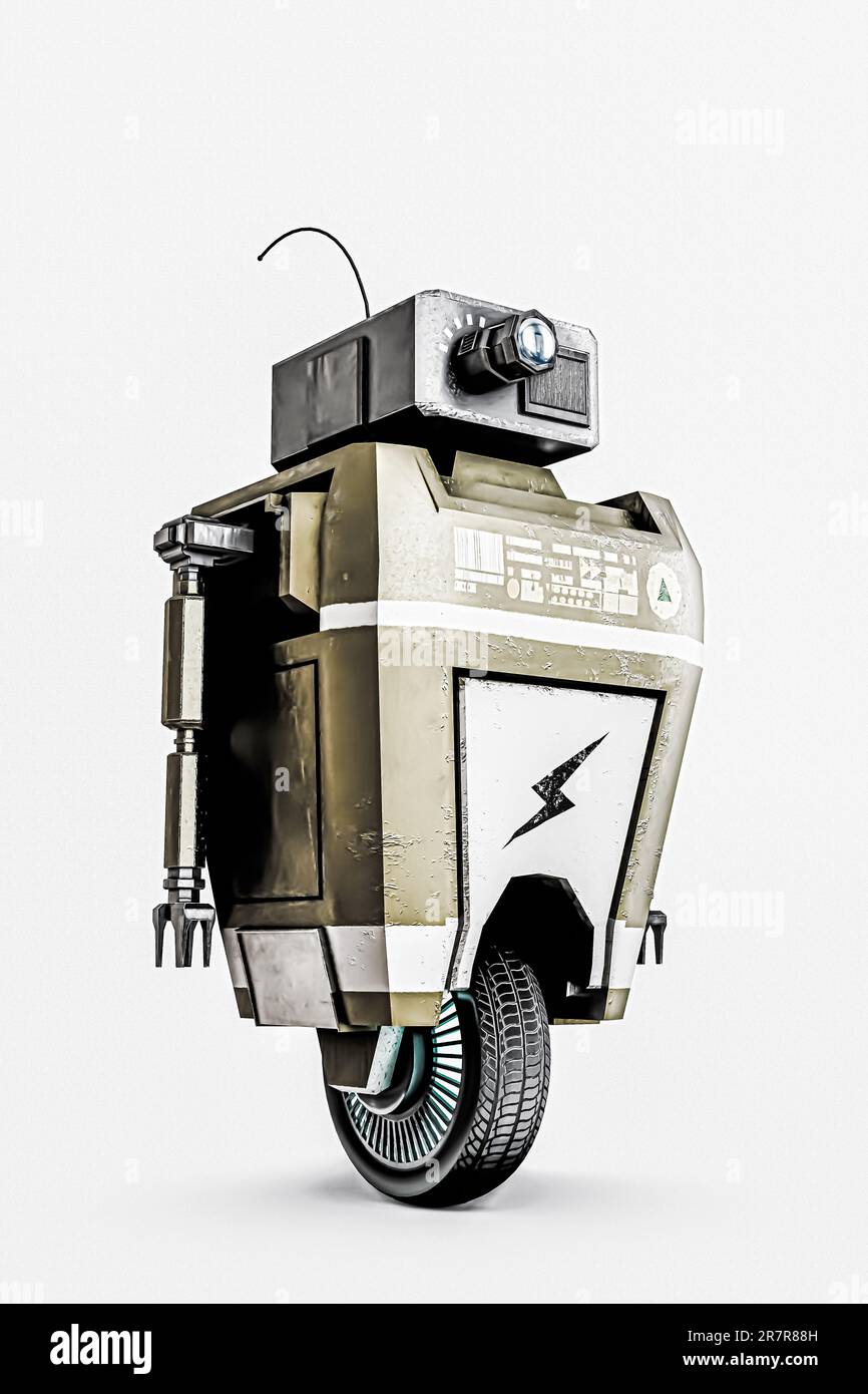 monowheel robot isolated on white background 3d illustration Stock ...