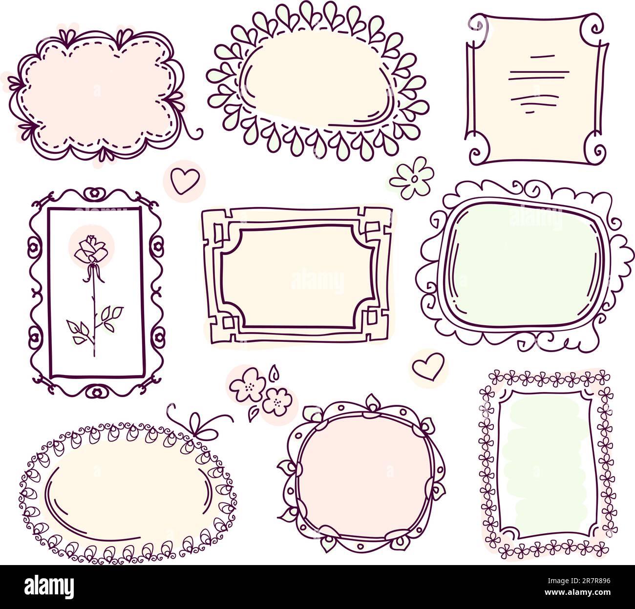 Heart cute floral frame Cut Out Stock Images & Pictures - Alamy