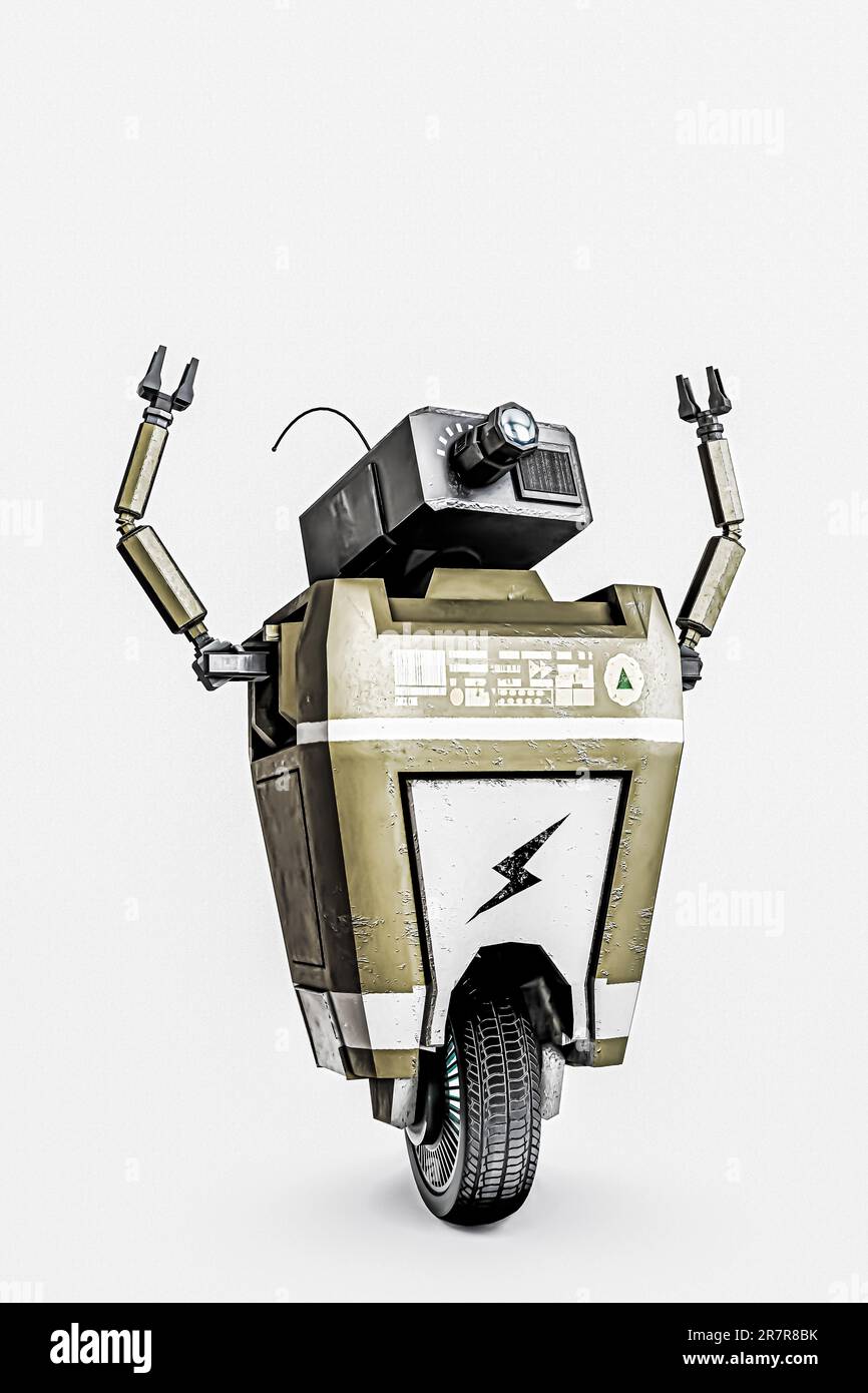 monowheel robot isolated on white background 3d illustration Stock ...