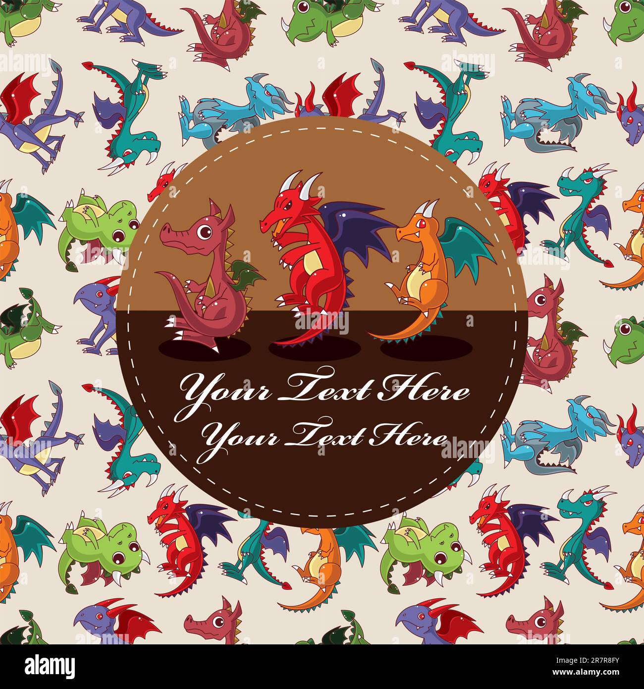 cartoon fire dragon card Stock Vector Image & Art - Alamy