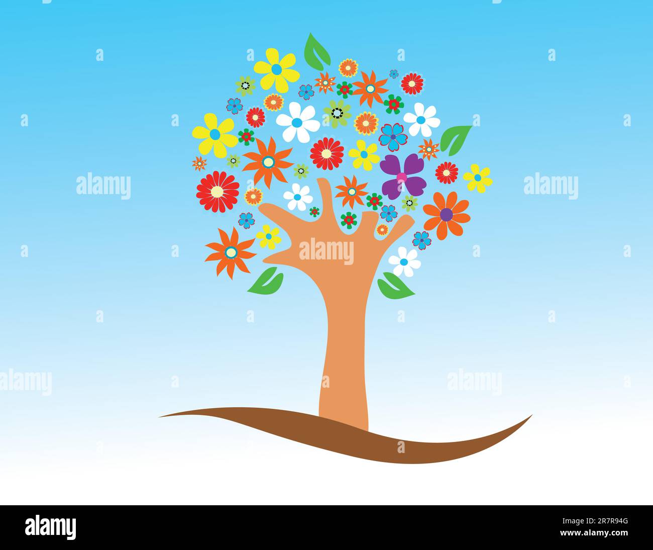 Colorful tree with flowers vector illustration Stock Vector Image & Art ...