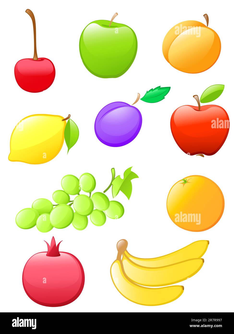 set of colored glossy fruit icons Stock Vector Image & Art - Alamy