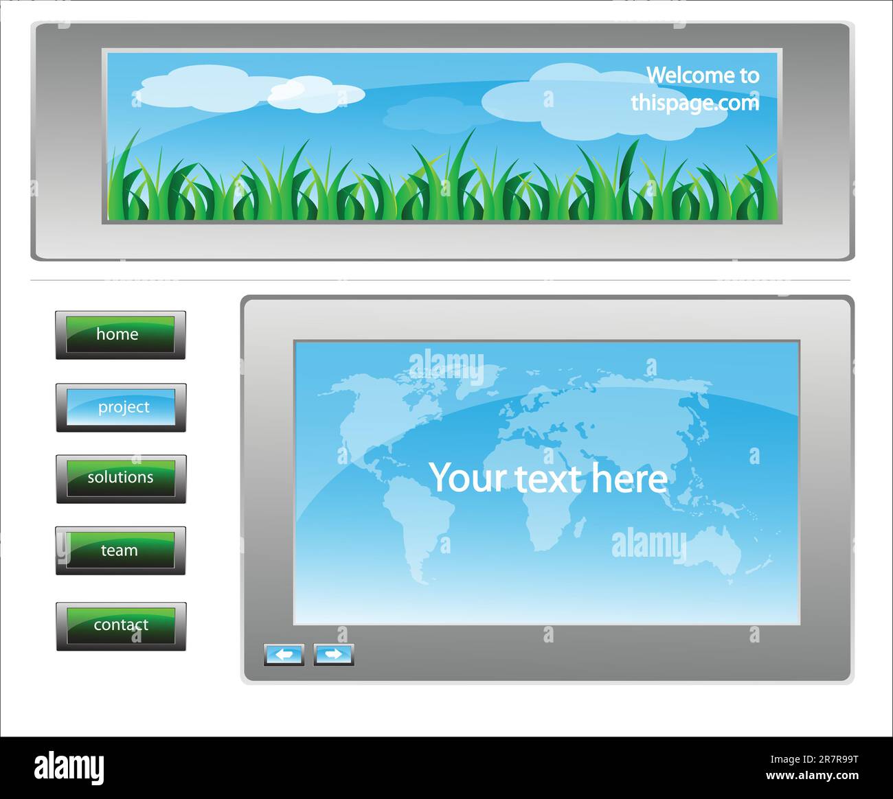 web site design template for company with white background and map of ...