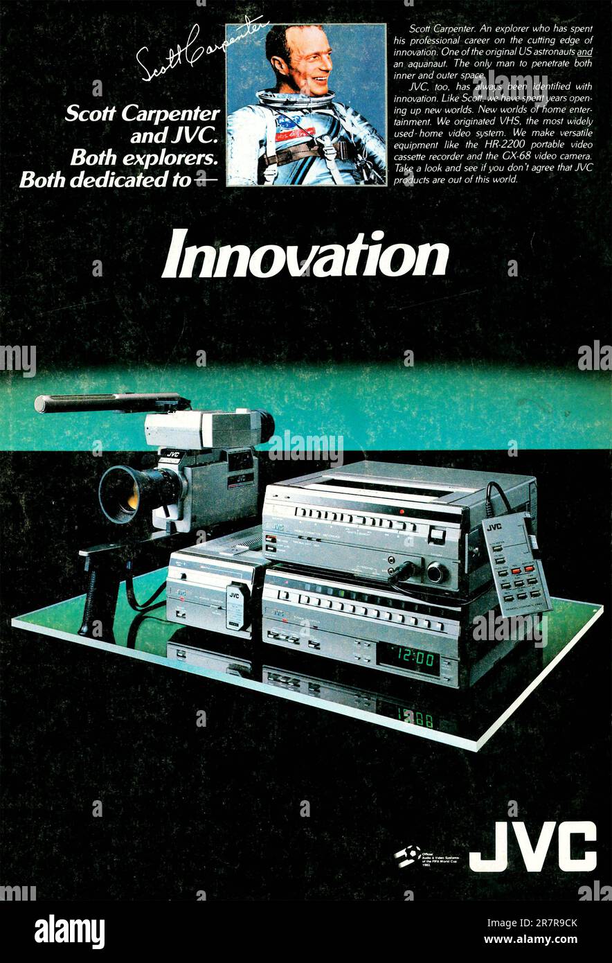 JVC electronics with Scott Carpenter advert in a NatGeo magazine, 1982 ...