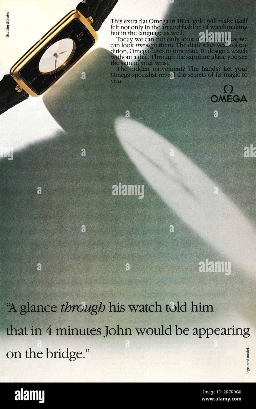 1982 Omega extra-flat in 18 ct. gold watch print ad Stock Photo - Alamy