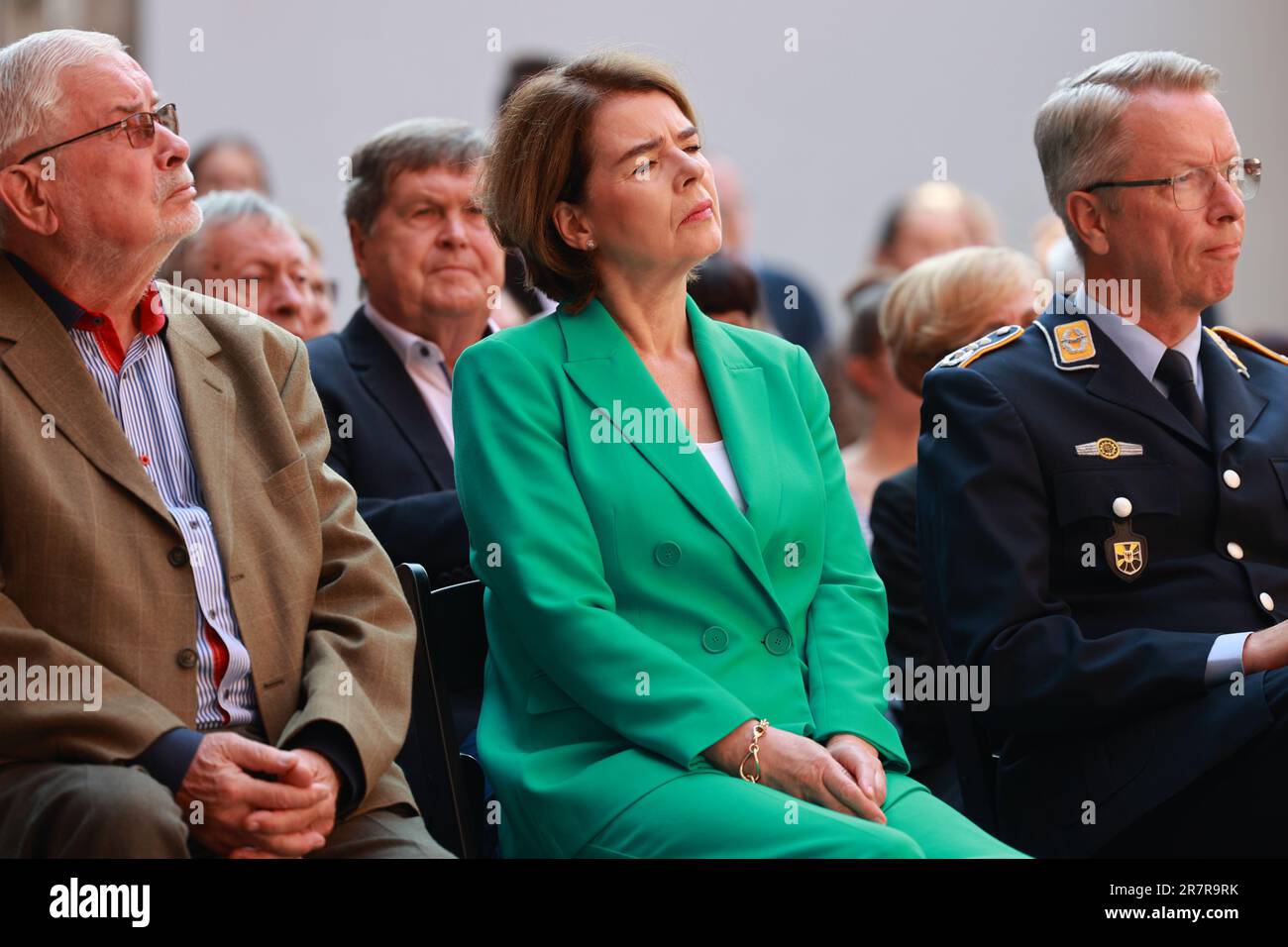 Magdeburg, Germany. 17th June, 2023. TV presenter Susanne Daubner sits ...