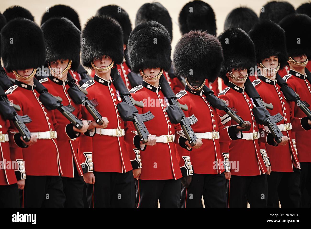 Members of the Household Division during the Trooping the Colour ...