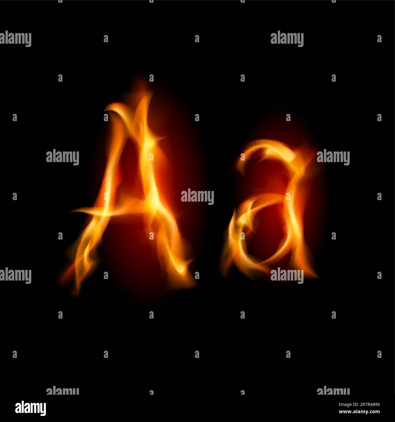 Fiery font. Letter A. Illustration on black background Stock Vector ...