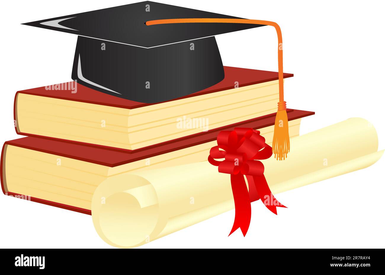 Graduation mortar on top of books. Vector illustration Stock Vector ...