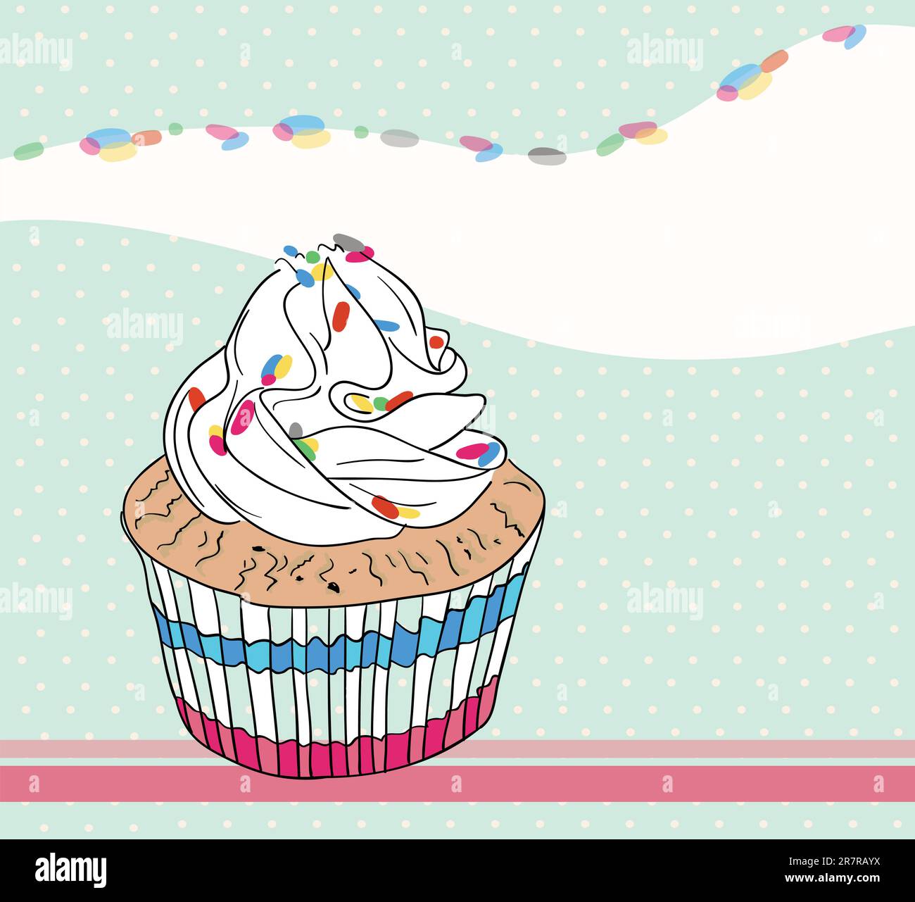 Cute birthday card with cupcake Stock Vector Image & Art - Alamy