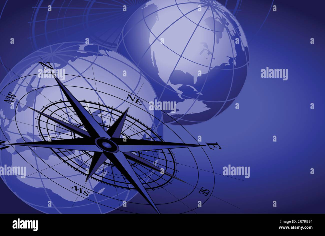 Abstract background with a compass and world globes Stock Vector Image ...