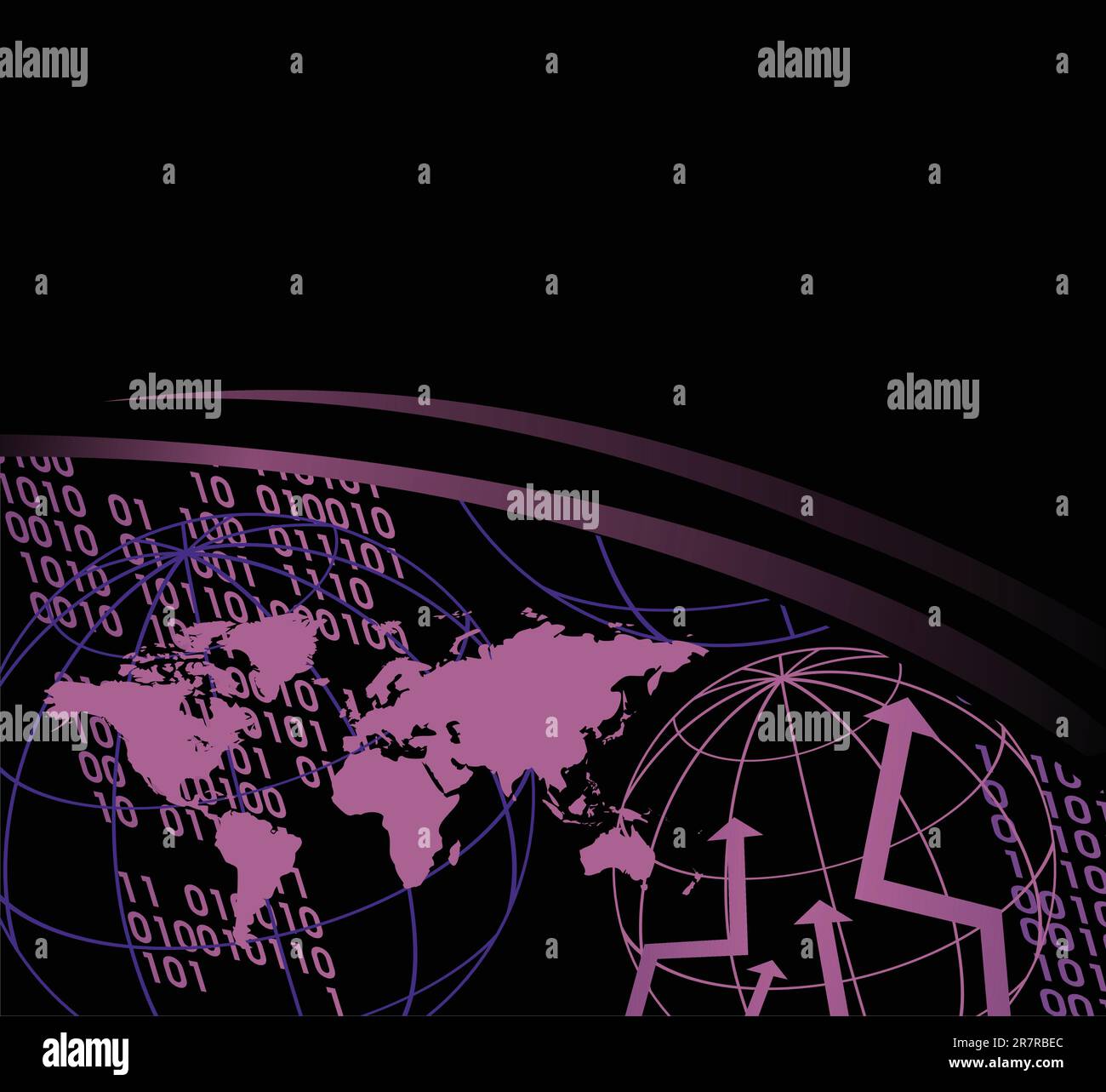 Abstract background with world map, globes and digital numbers Stock ...