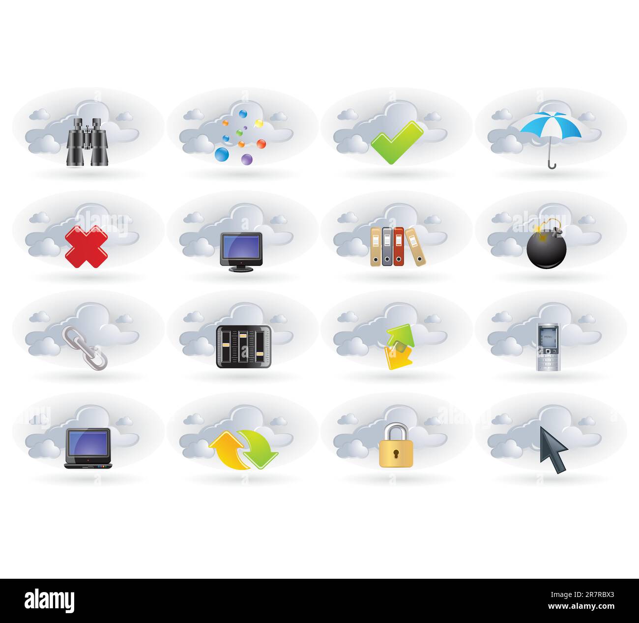 cloud network icons set Stock Vector Image & Art - Alamy