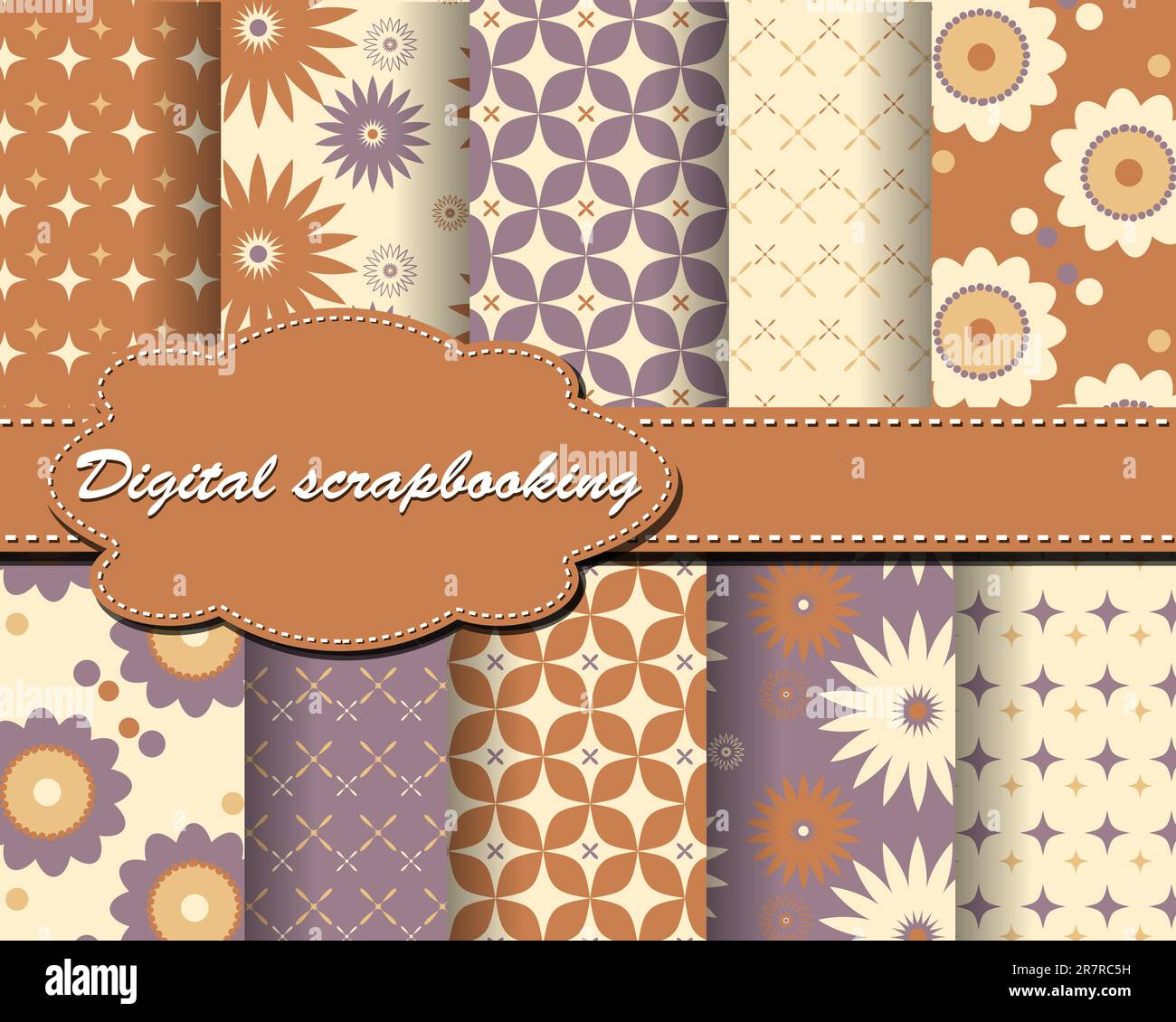 set of vector flower paper for scrapbook Stock Vector Image & Art - Alamy