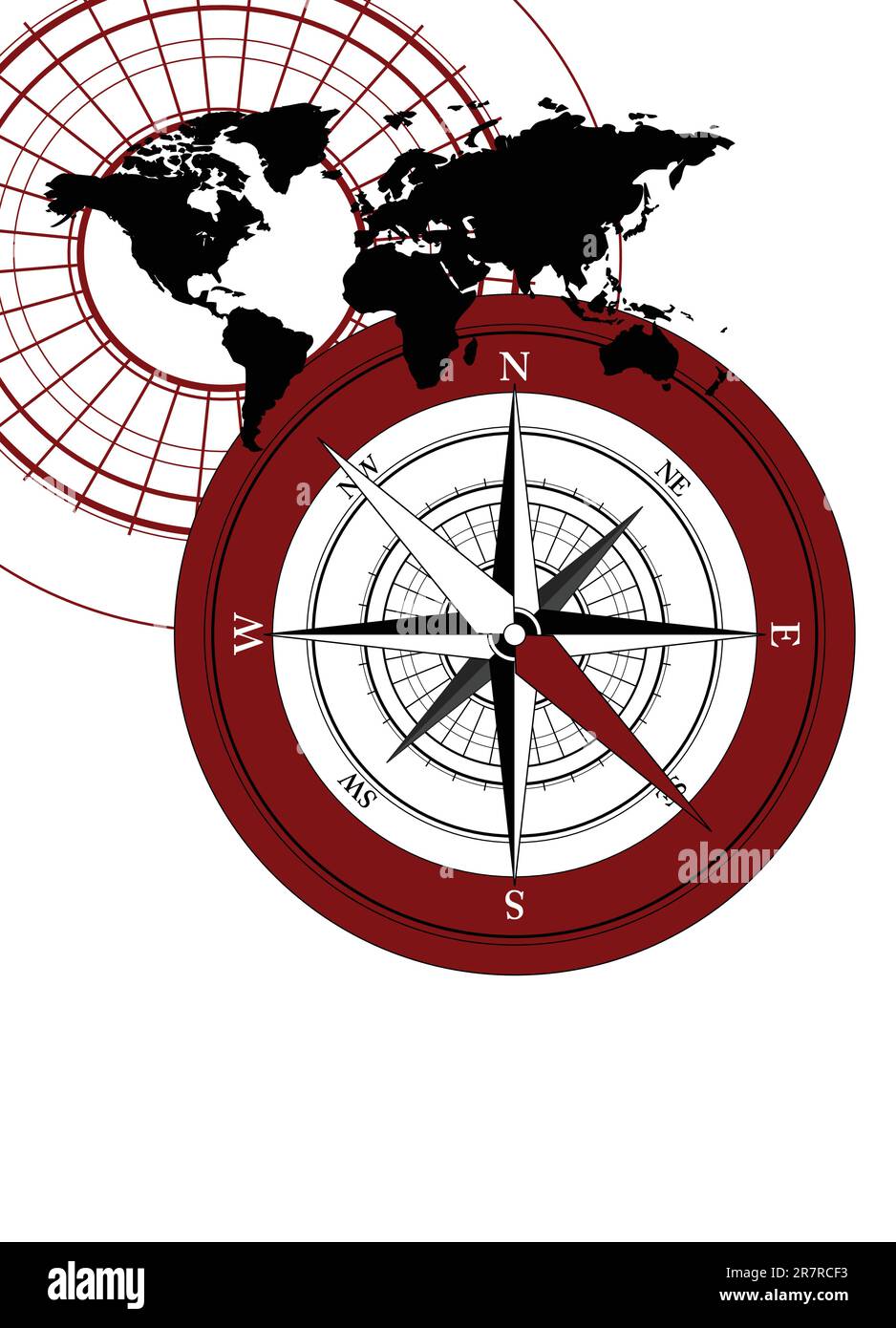 Abstract background with compass icon and world map Stock Vector Image ...