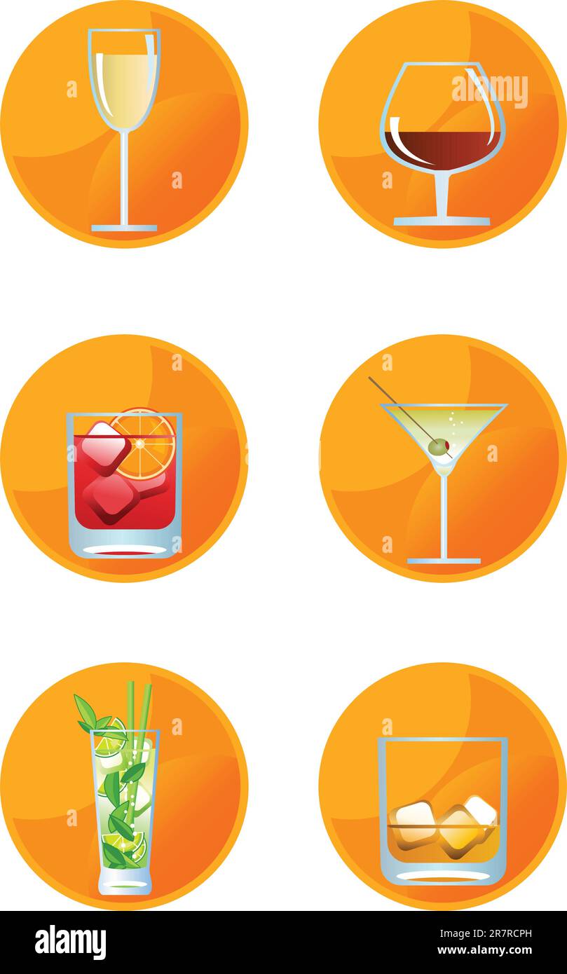 Alcoholic drink icons isolated on white background Stock Vector Image ...