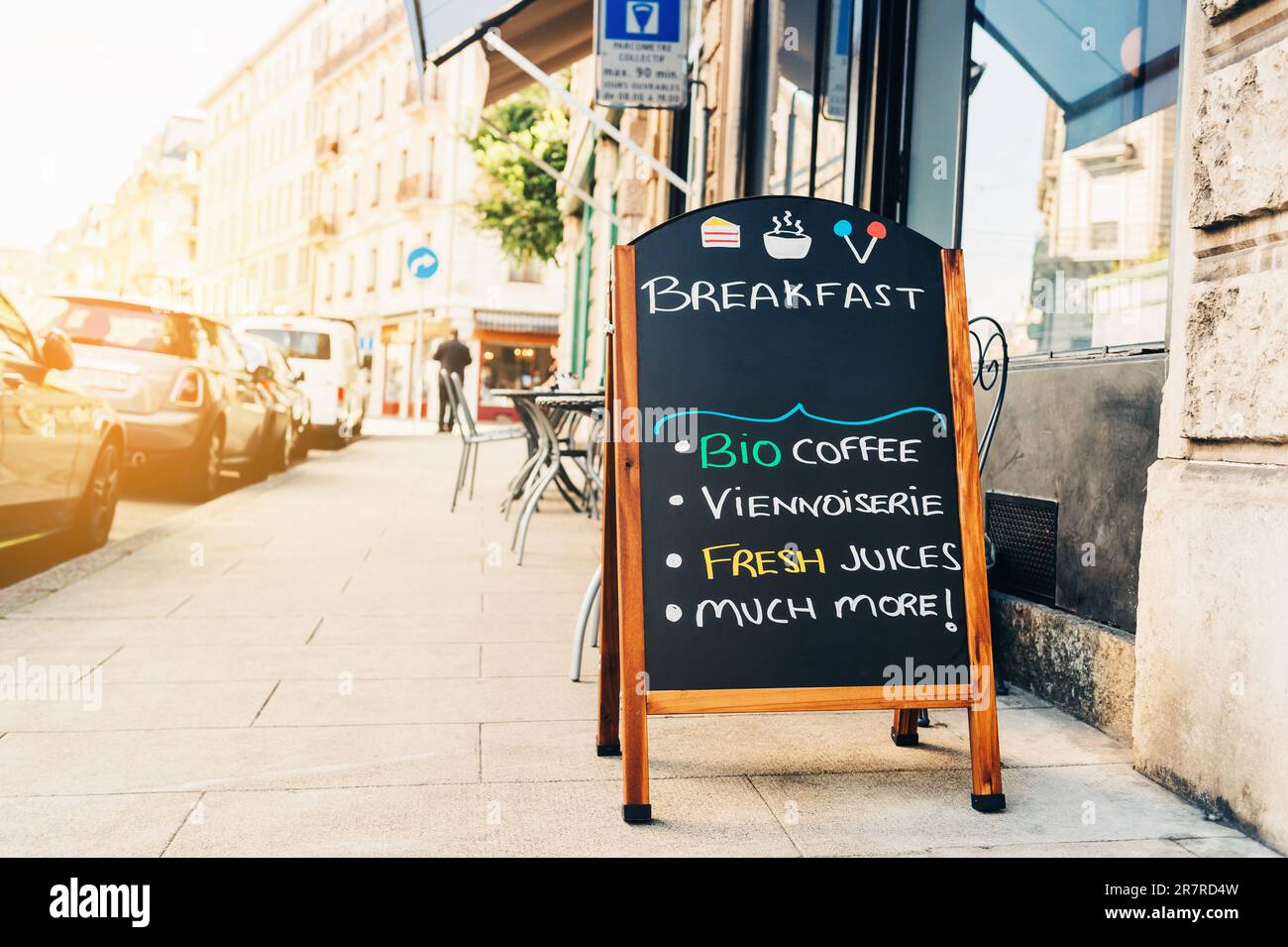 Street menu next to cafe. Exterior coffee shop Stock Photo - Alamy