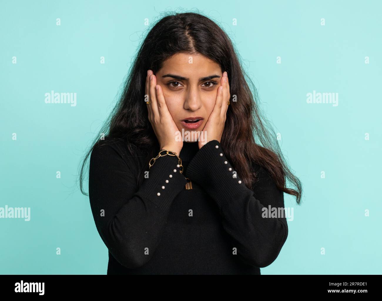 Arabian indian woman feeling hopelessness, loneliness, nervous ...