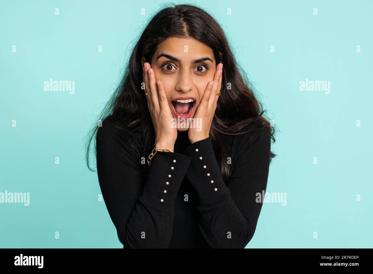 Oh my God, Wow. Excited amazed winner woman surprise looking at camera ...