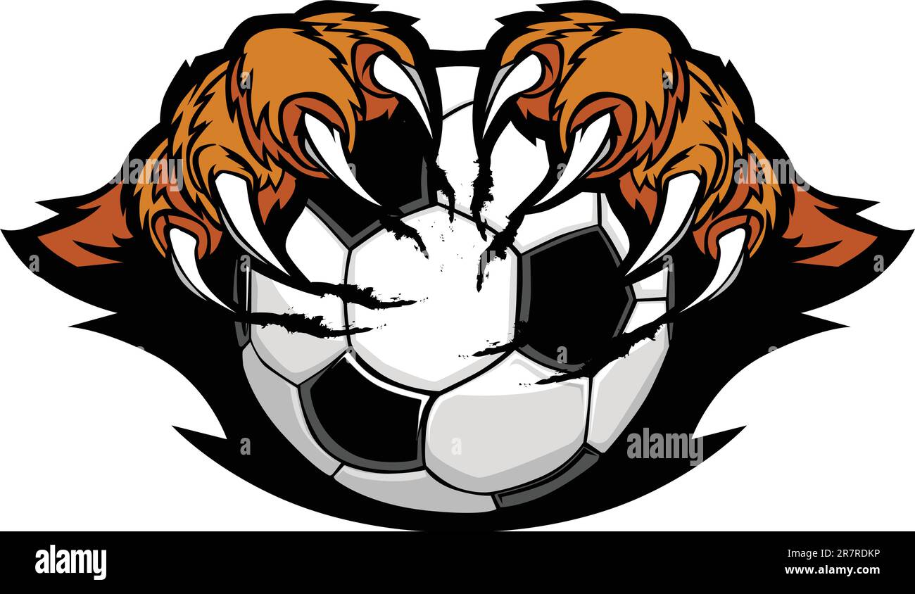 Tiger Claws Holding a Soccer Ball Vector Cartoon Stock Vector Image ...