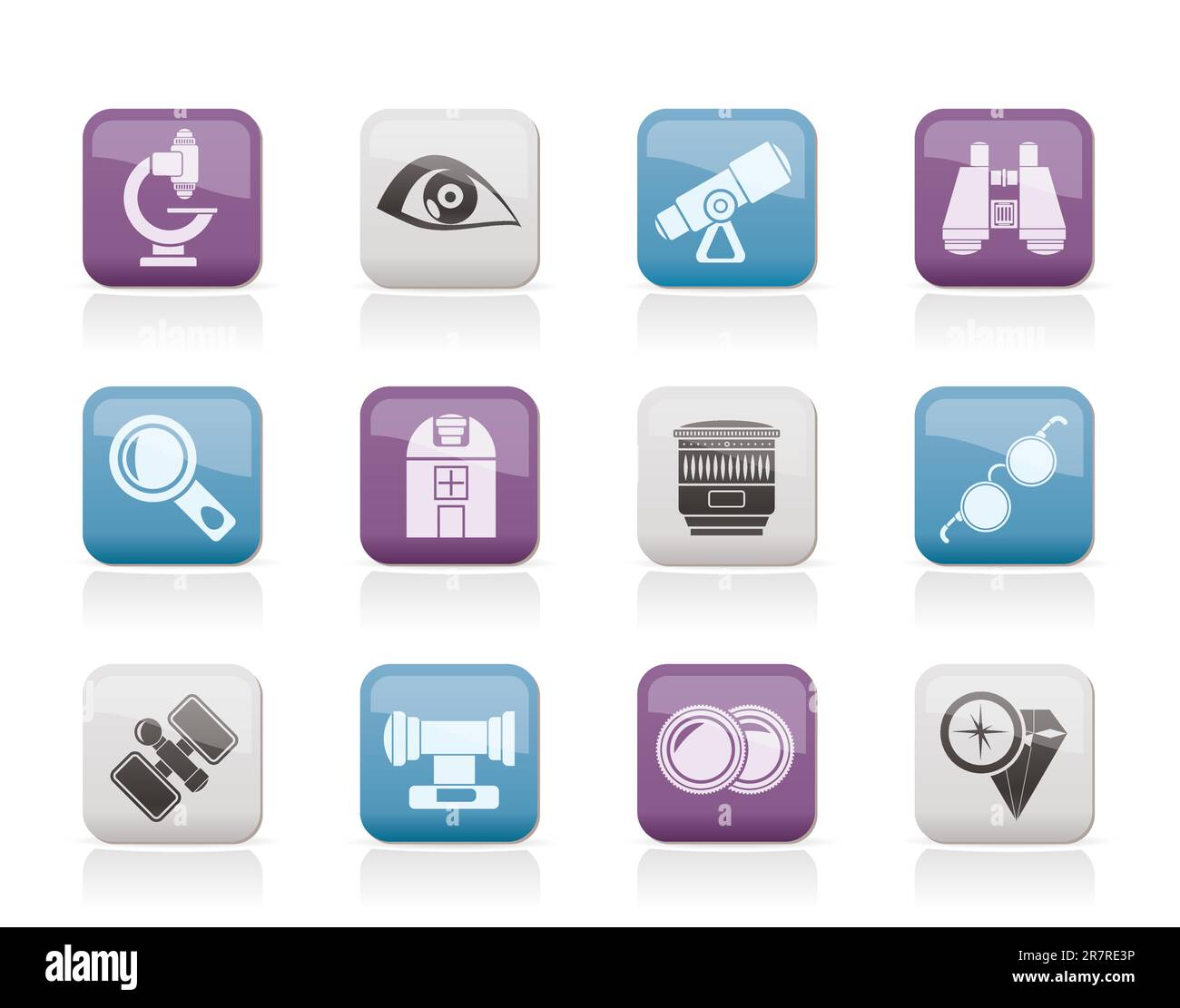 Optic and lens equipment icons - vector icon set Stock Vector Image ...