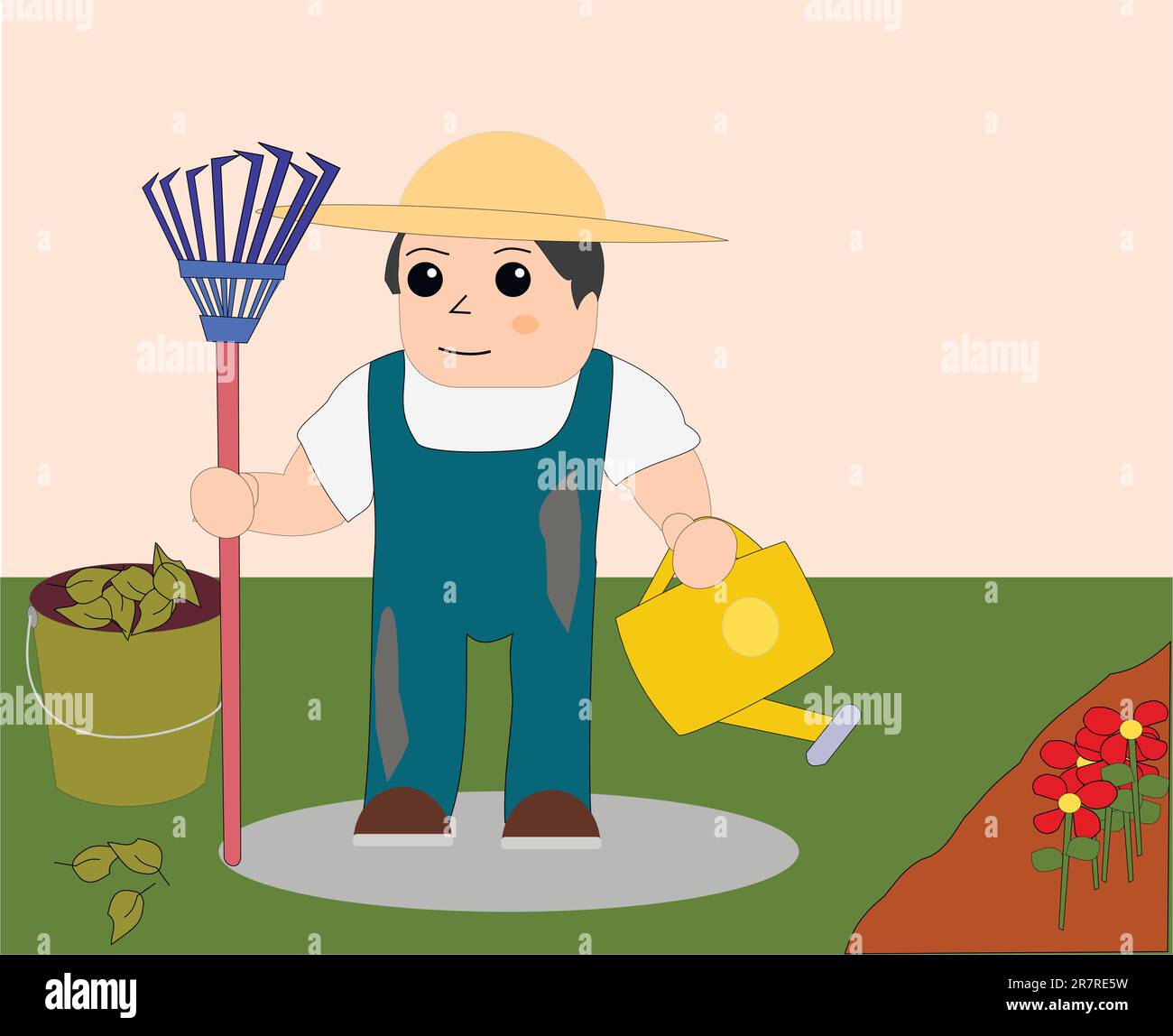 Working in a garden Stock Vector Images - Alamy