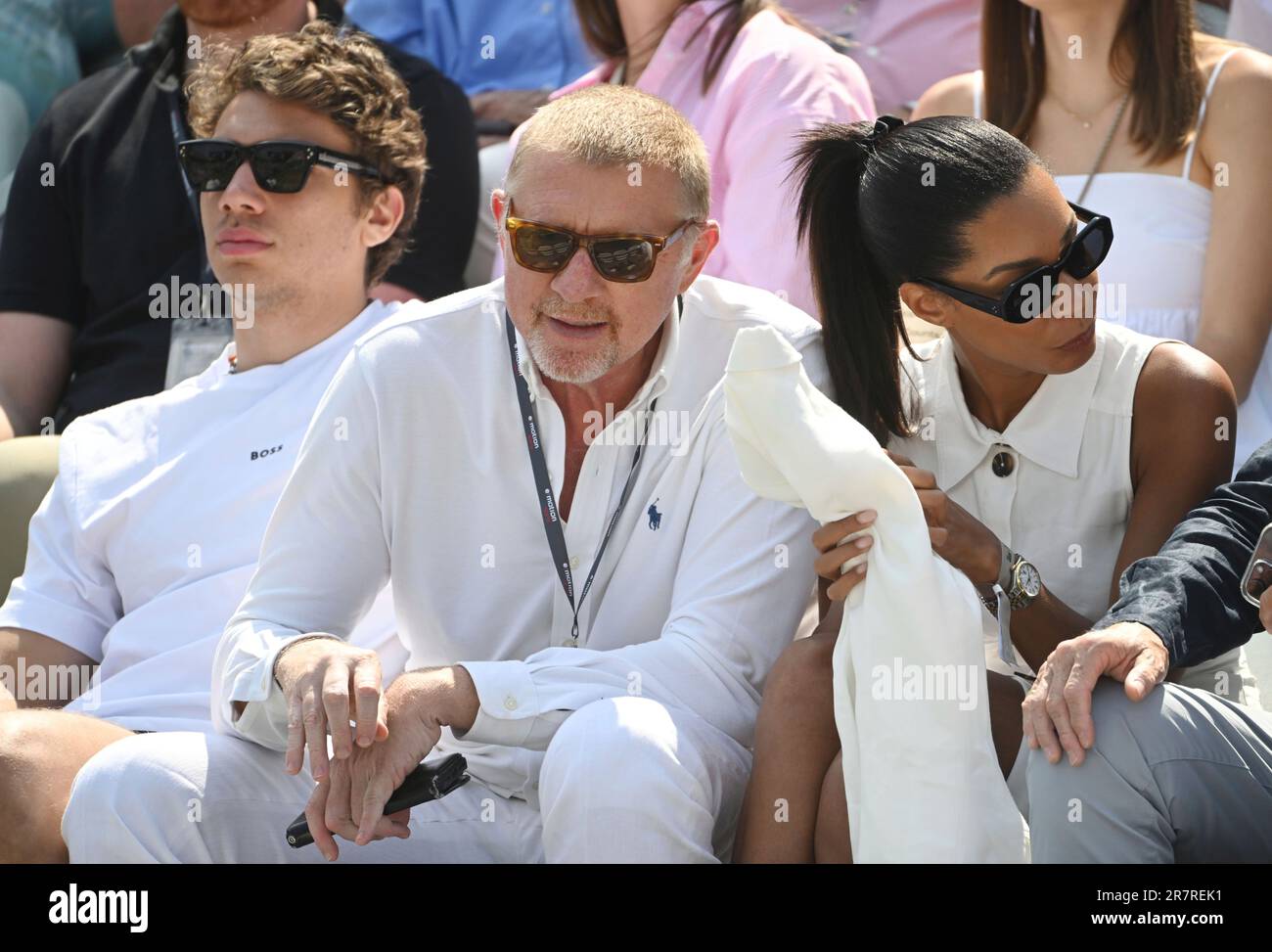 Former tennis pro Boris Becker, center, his son Elias, left, and his ...