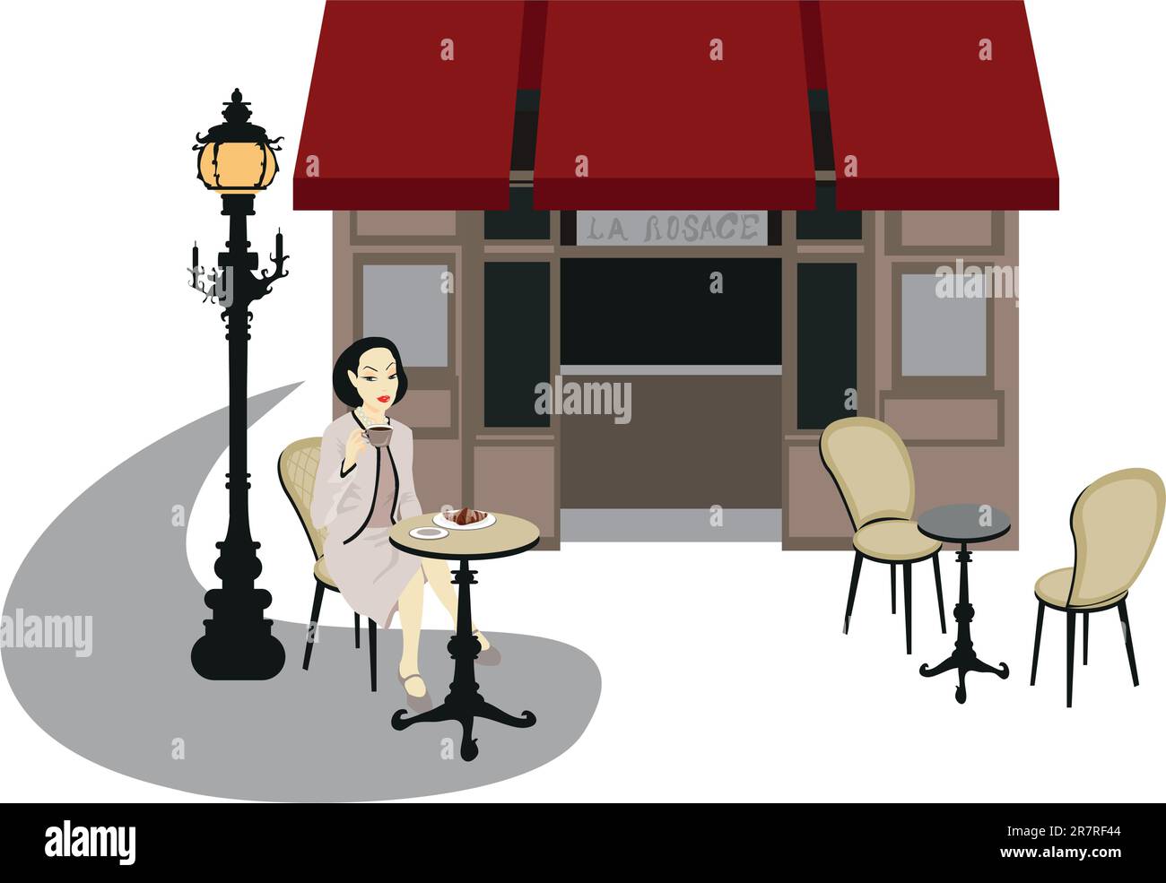 Female sitting café table Stock Vector Images - Alamy