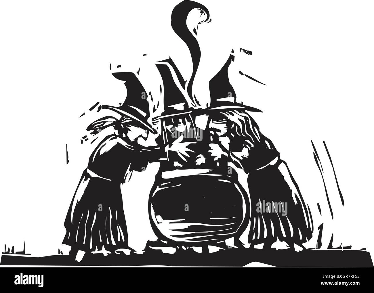 Witches cauldron woodcut Black and White Stock Photos & Images - Alamy