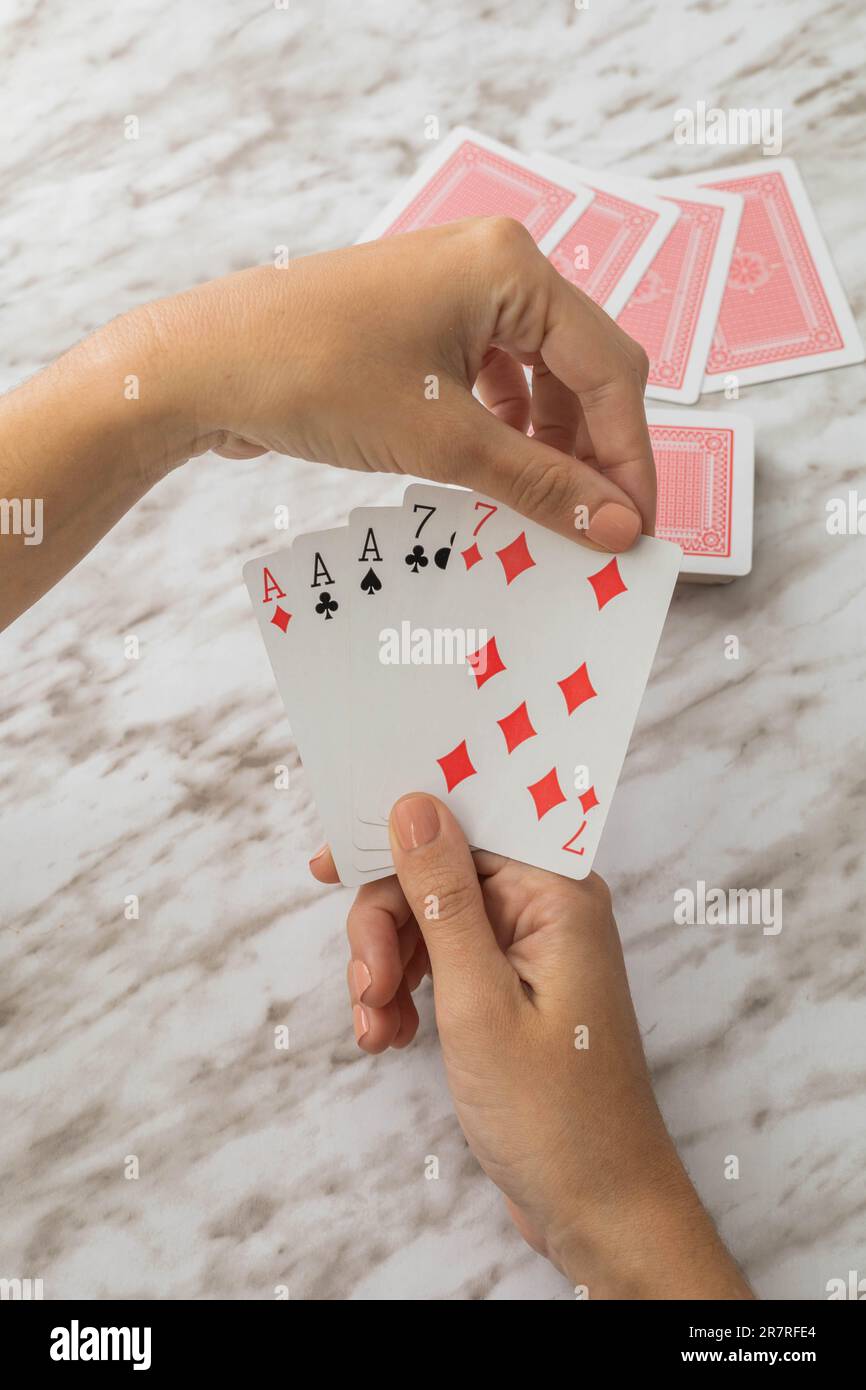 entertainment with card game, fun pastime in studio, symbols and ...