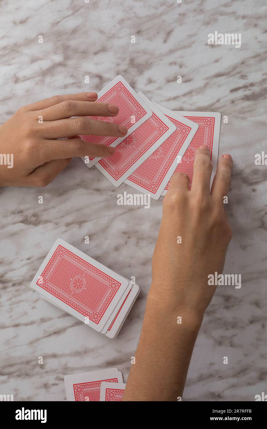 hobby in studio with cards, symbols and numbers, objects as wallpaper ...