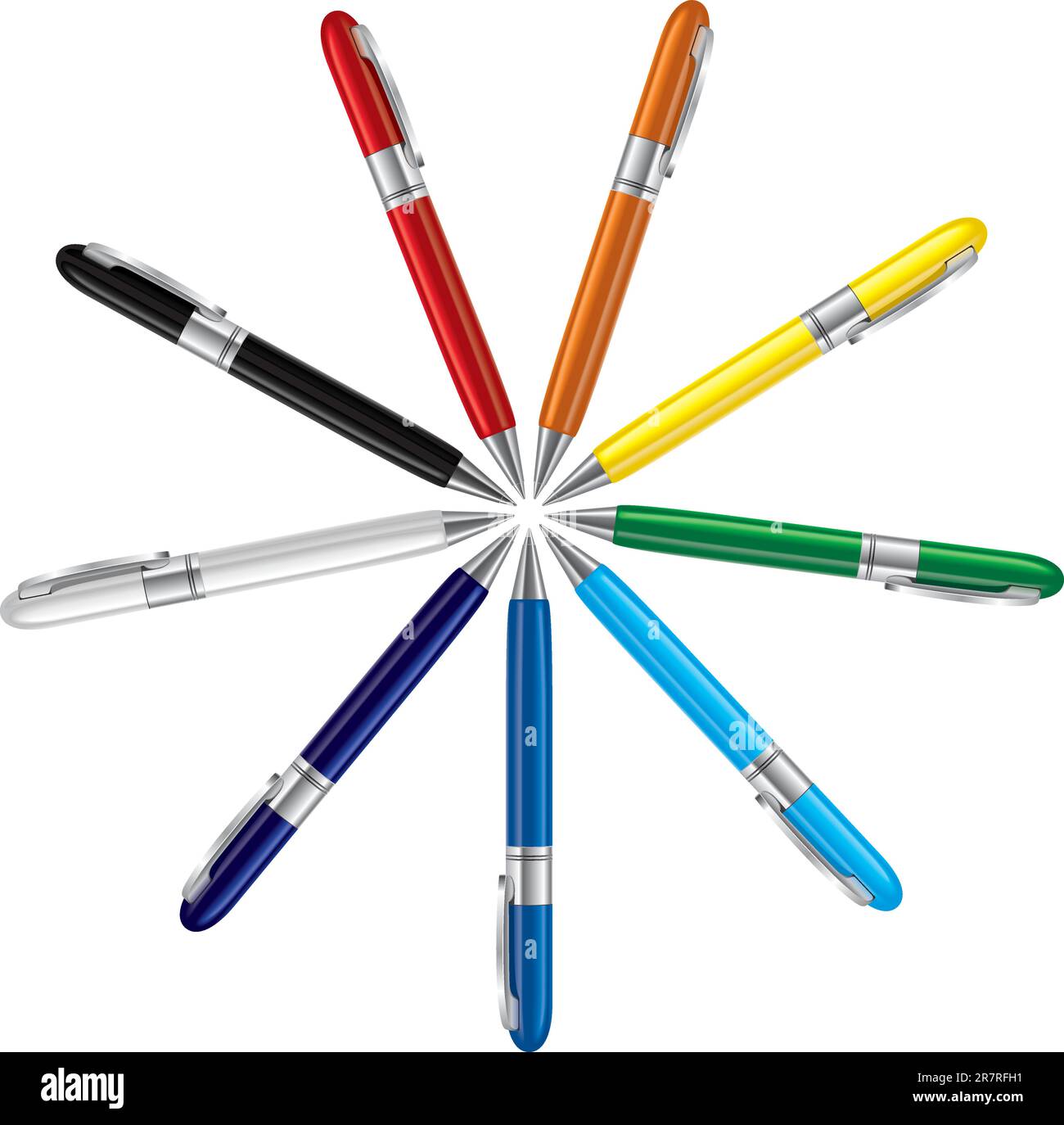 Colored ball pens isolated on white background, vector illustration ...