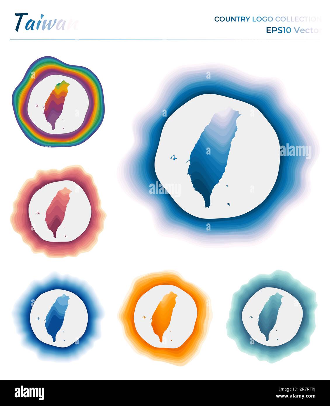 Taiwan logo collection. Colorful badge of the country. Layers around ...