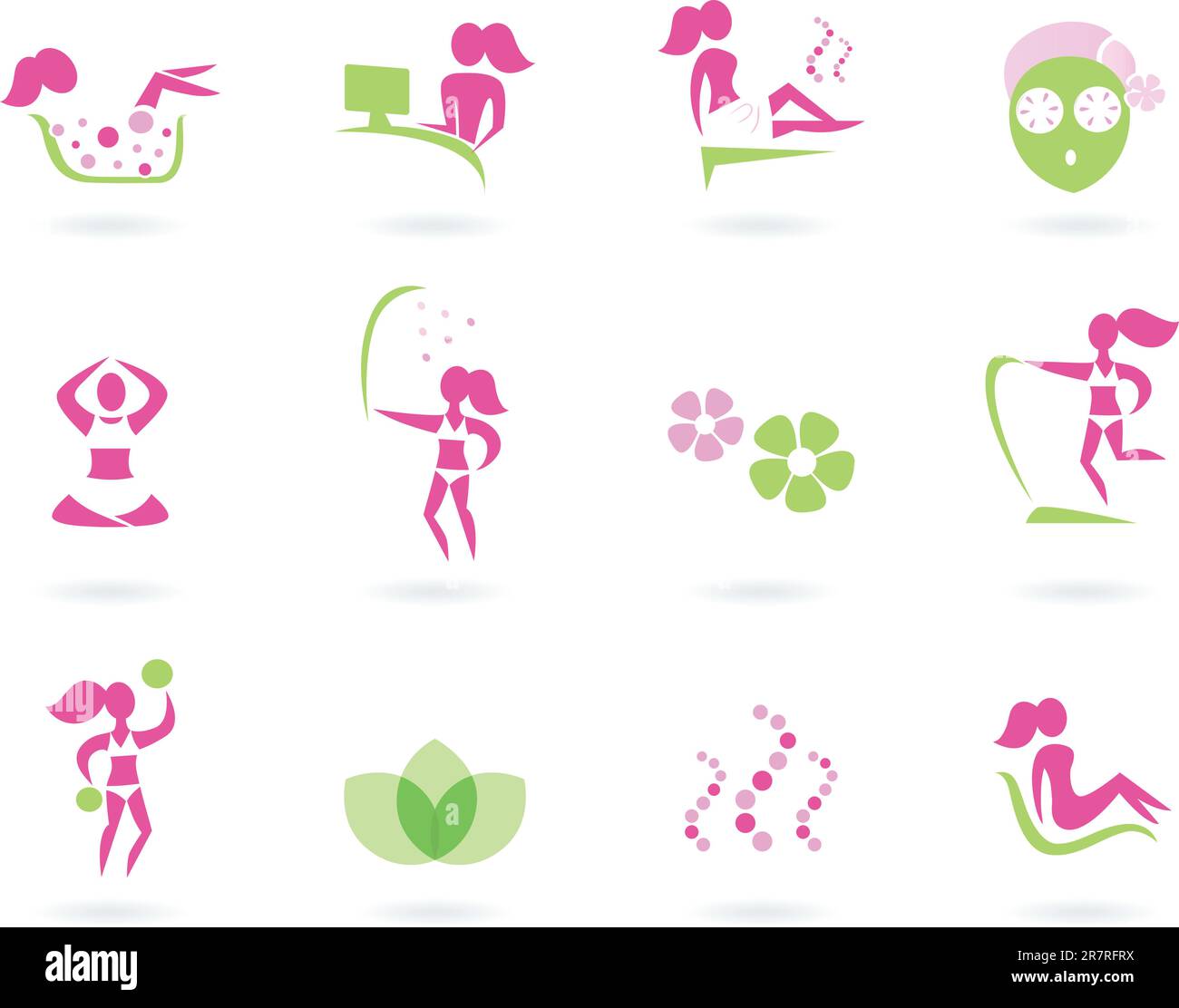 Vector collection of spa and wellness icons - isolated on white ...