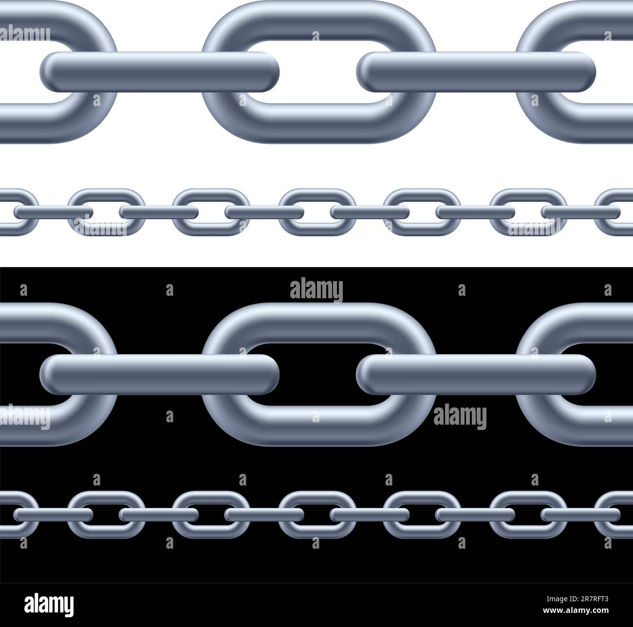 Realistic gray chain on the white and black background. Illustration ...