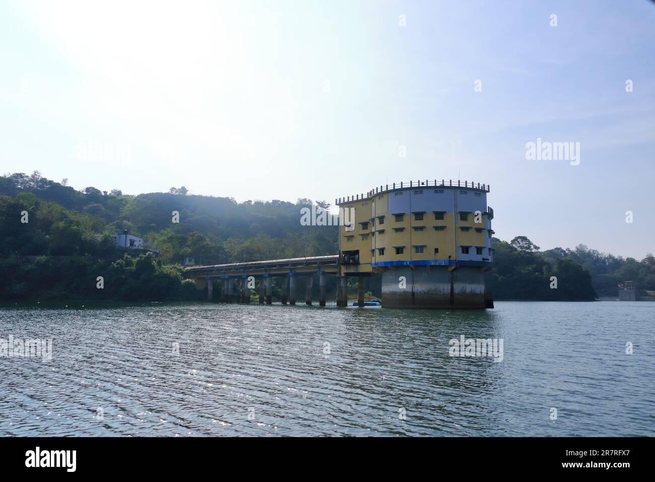 View to the reservoir in front of the peruvannamuzhi (peruvannamoozhi ...