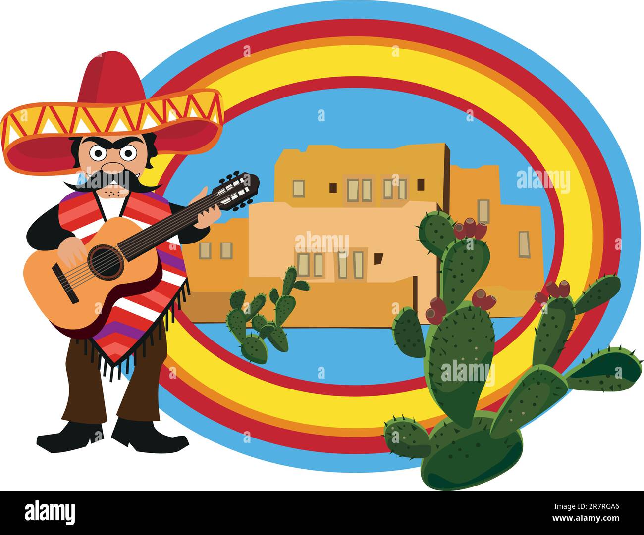 Frame With A Mexican Playing His Guitar Stock Vector Image And Art Alamy