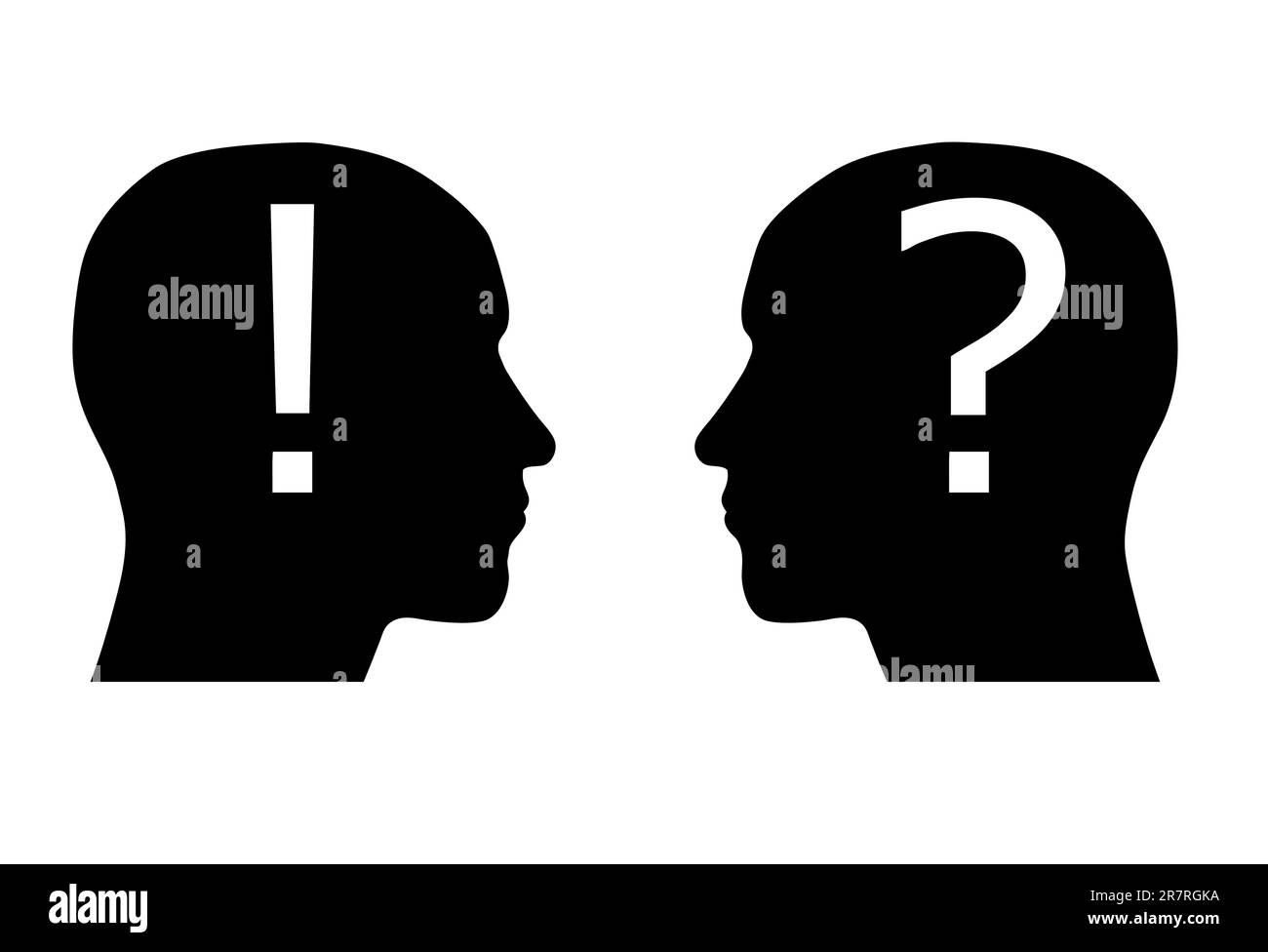 Two silhouette head with an exclamation and question marks Stock Vector ...