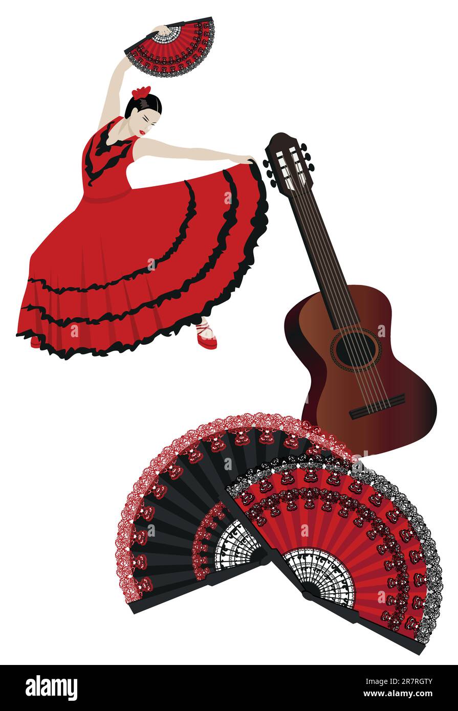 Illustration of a flamenco dancer with spanish fans Stock Vector Image ...