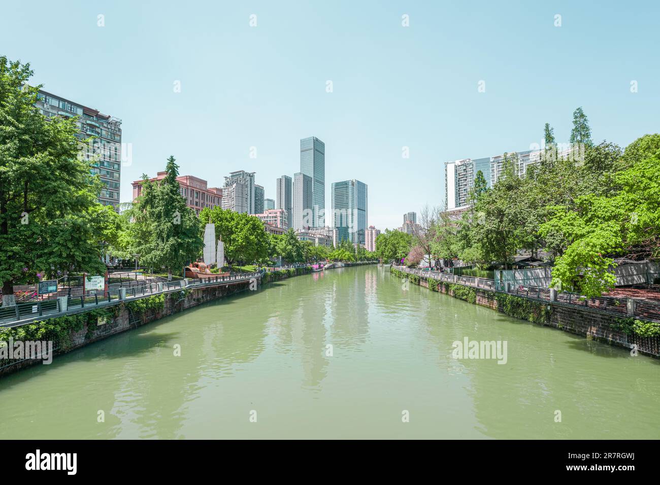 Urban residential buildings near Jiuyan Bridge in Chengdu on a sunny ...